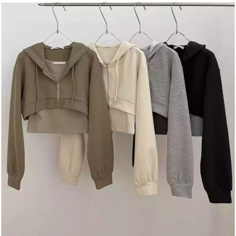 Women's CROPE JACKET | Jessy CROPE WOMEN'S HODDIE ZIPPER JACKET ...