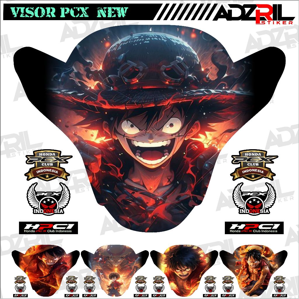 Honda PCX 160 NEW ONE PIEACE Winshield visor sticker, COOL LUFFY (028 ...