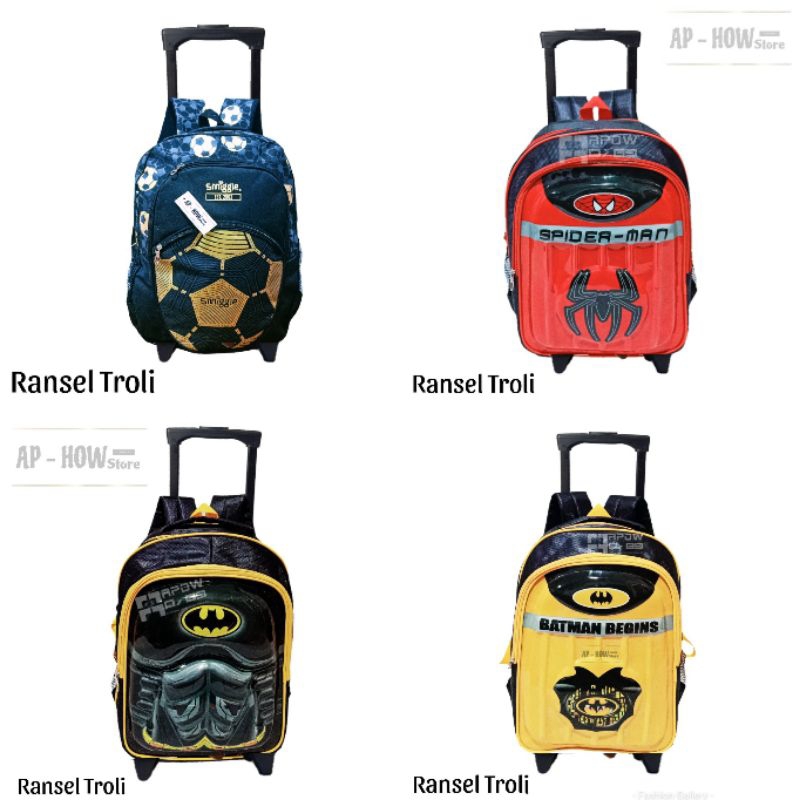 Batman And Spiderman Character Trolley School Backpack/superhero ...