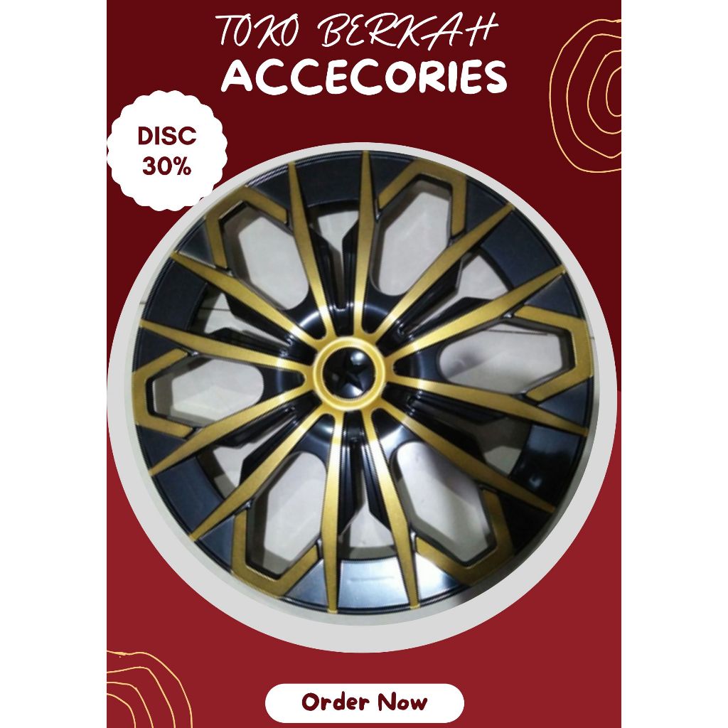 UNIVERSAL RING 13 JF MODEL CAR WHEEL Dop Cover GOLD BLACK - ONE SET CAR ...
