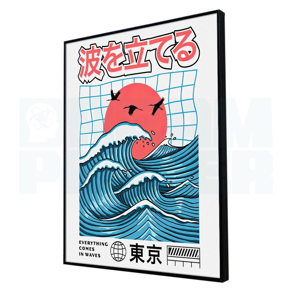 [Poster + Frameblock] Japan Waves Frameblock Poster Size A3 30x40 cm ...
