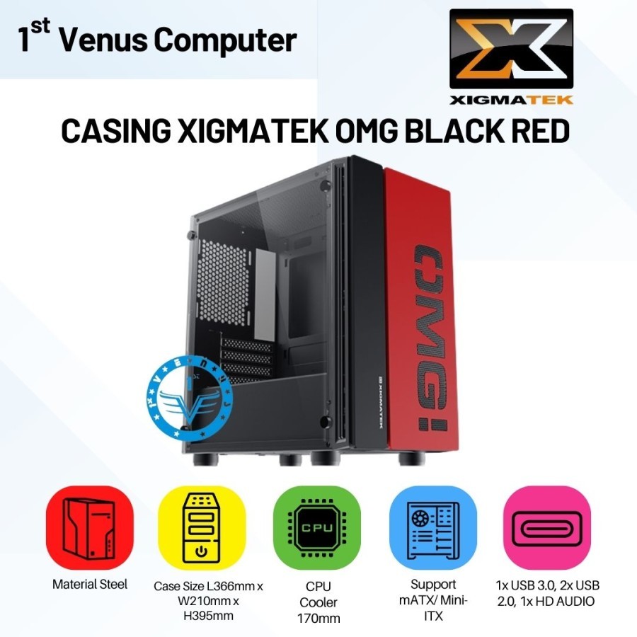 Xigmatek OMG BLACK-RED GAMING PC CASING / MICRO ATX CPU CASING PC CASE ...