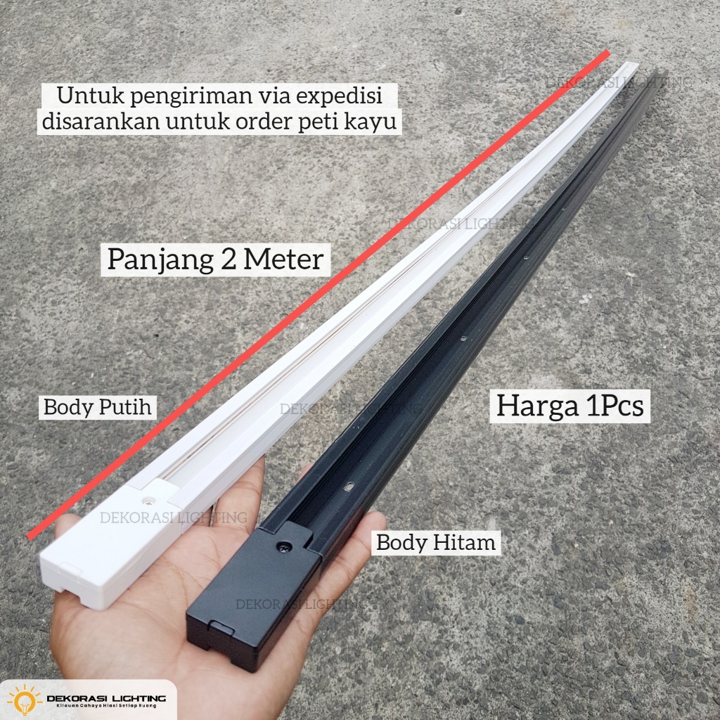 PUTIH HITAM Rail Legs 2 Meters Long Black White track For track light ...