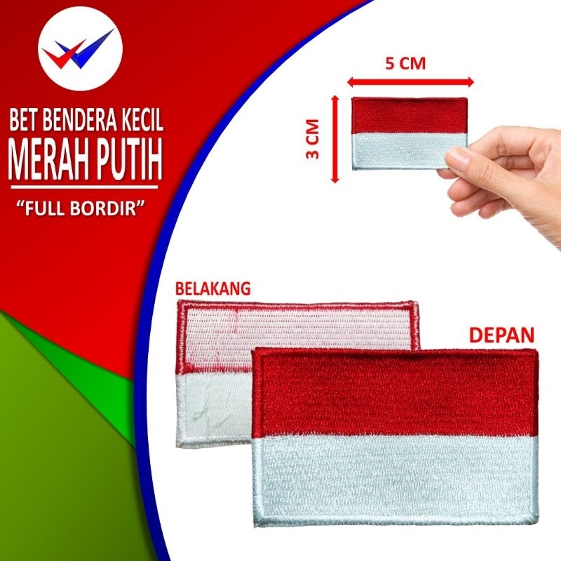MERAH PUTIH Bet emble patch red and white flag school uniform 5x3cm ...