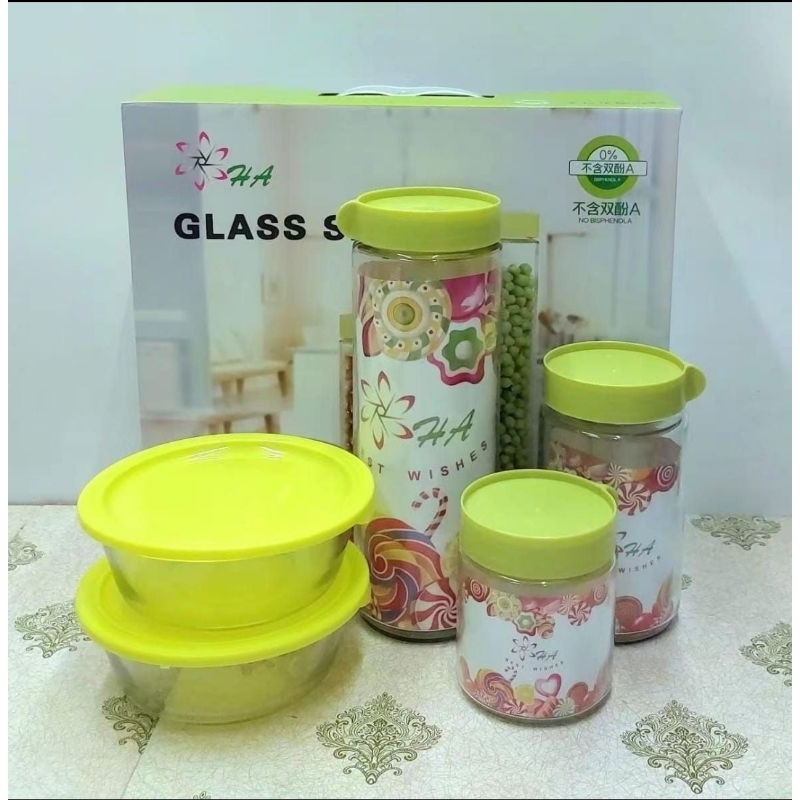 Jar 5 Sets/3 Jars 2 Bowls/Glass Jars/Eid Jars | Shopee Malaysia