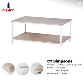 KAYU Wood Table Particle Board Minimalist Guest Iron Frame Olympic CT ...