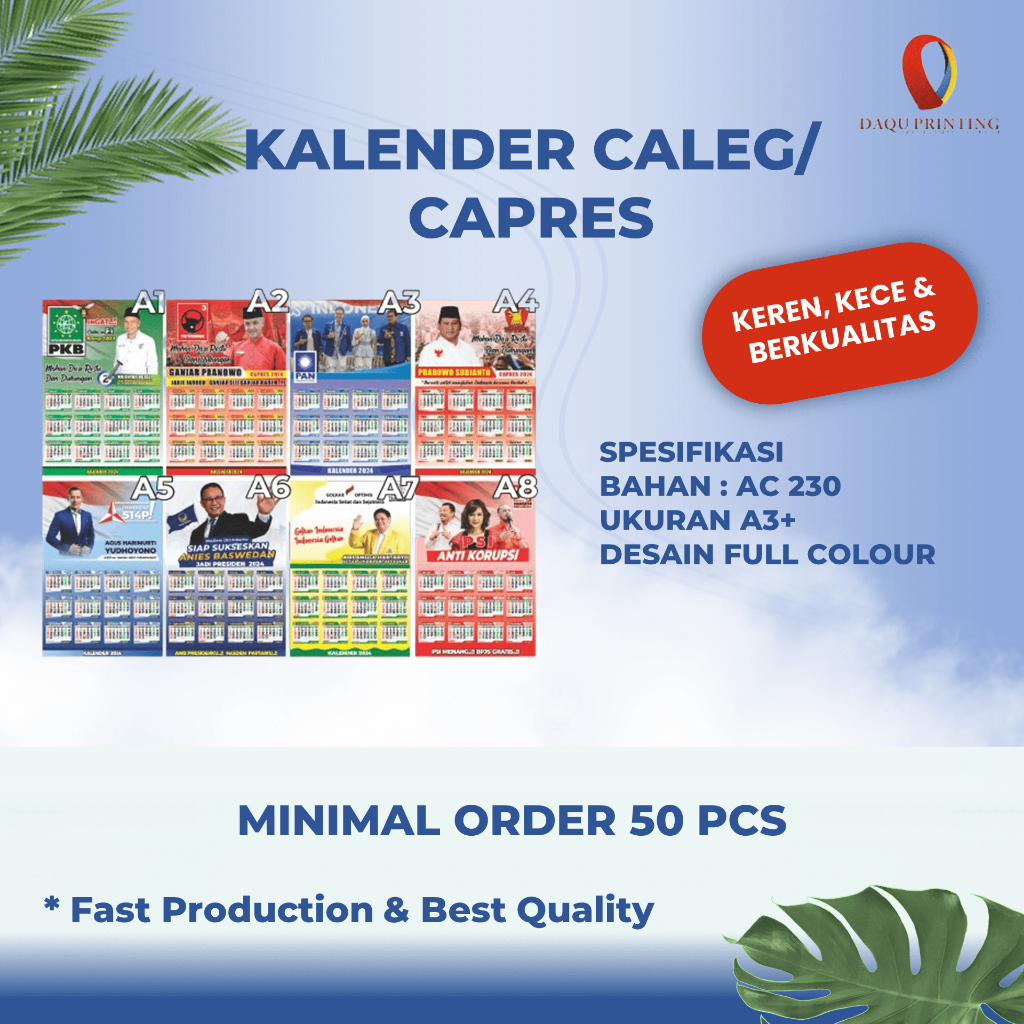 Caleg CALENDAR, CAPRES CALENDAR, 2024 CALENDAR, A3 CALENDAR - PRINT ...