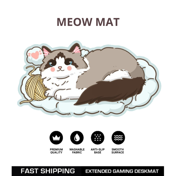 Nekomech Deskmat Deskpad Mouse Pad Meow Mat Cat Edition Anti Slip ...