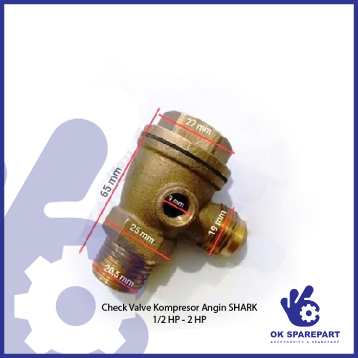 Check Valve One Way Air Compressor Valve 1/2 HP - 2 HP Brass Material ...
