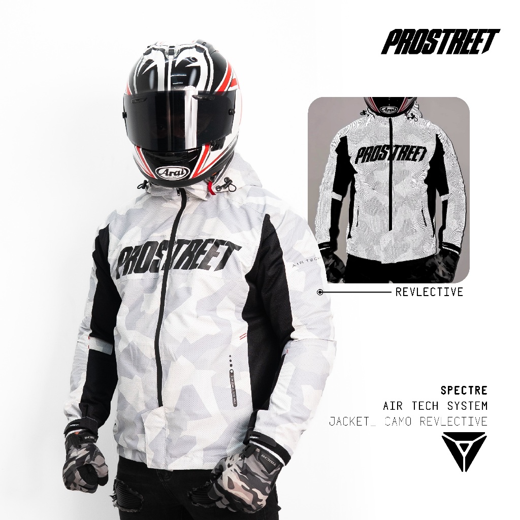 Prostreet Specter Air Tech System Camo Reflective Motorcycle Jacket ...