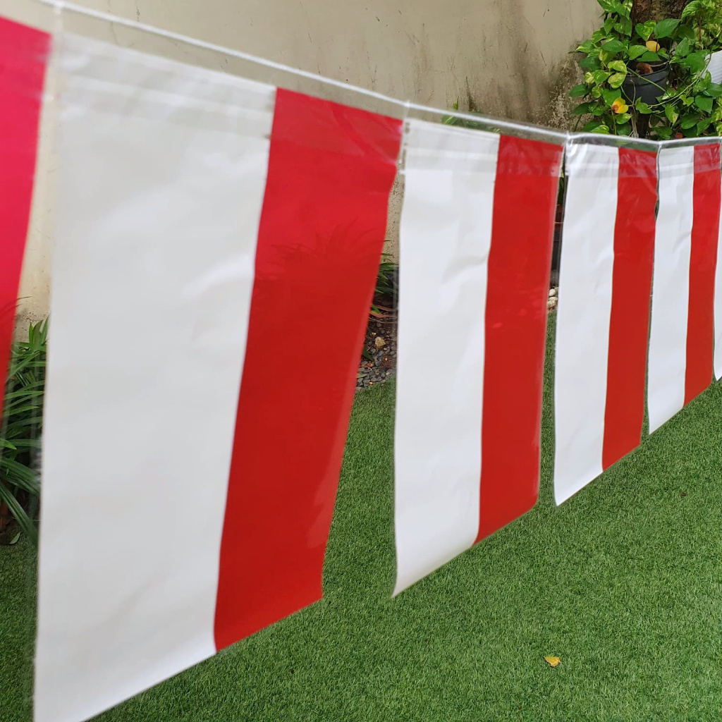 MERAH Flag Renteng Umbul Umbul Red and White HUT RI Plastic Triangle ...