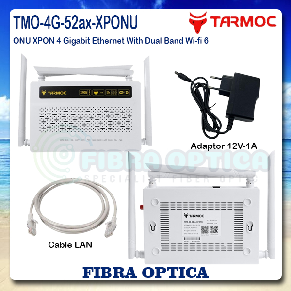 Tarmoc TMO-4G-52ax-XPONU | Xpon ONT 4 Gigabit Ports, Wifi6 Gpon EPON Wi ...