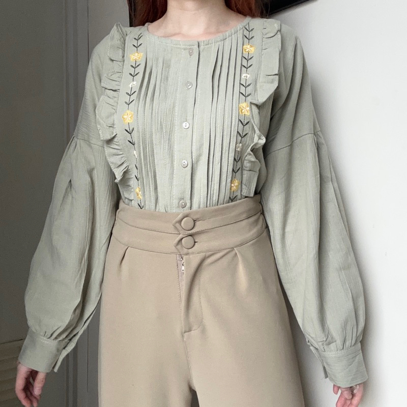 KEMEJA Tamia Top Tops blouse Shirt Women linen Embroidery by Biel the ...