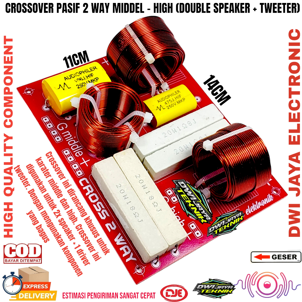 Midle-high 2-way passive Crossover (double speaker + tweeter) | Shopee ...