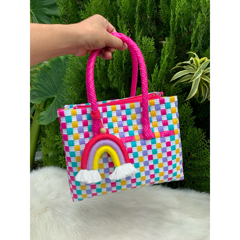 Plastic Woven Bags Zipper Furing Tote Bags Woven Women's Bags | Shopee ...