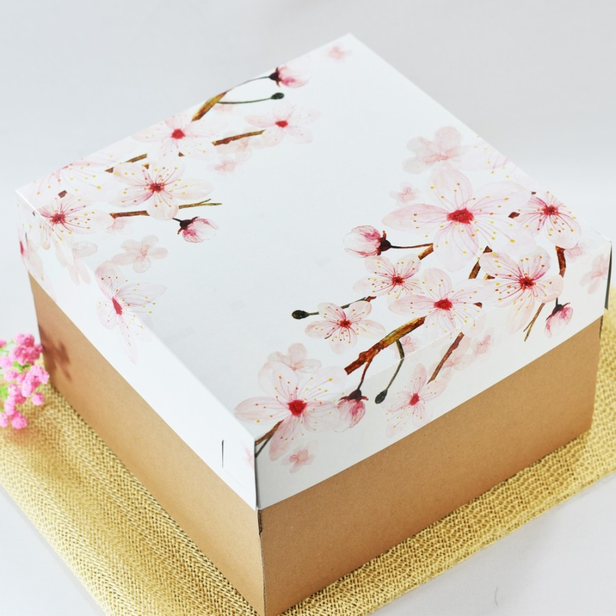 (3 pcs) sakura box packaging pudding cake box motif box brownie ...