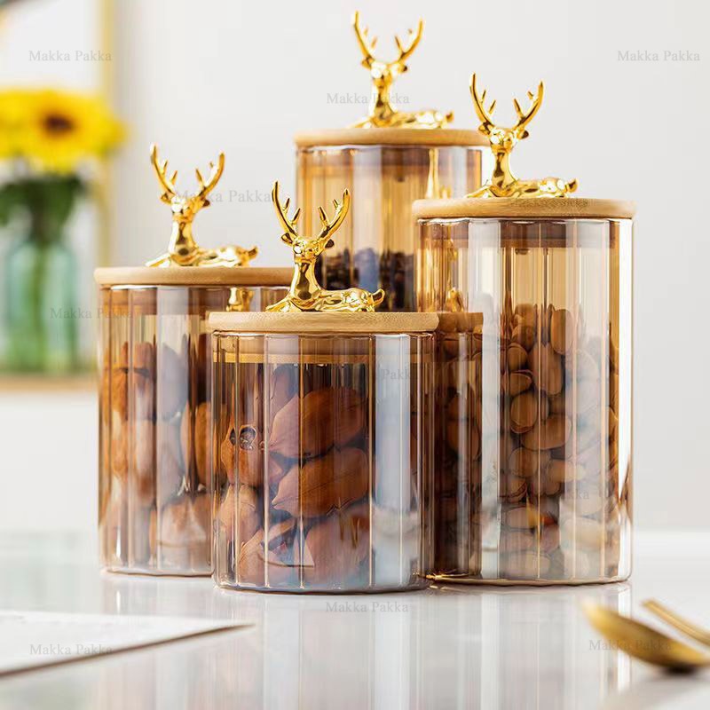 Multi-purpose Food Jar Jar Glass Jar Food Storage Box Deer Jar Gold Jar ...