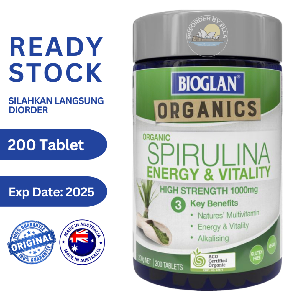 Bioglan Superfoods Organic Spirulina High Strength 1000mg 200 Tablets ...