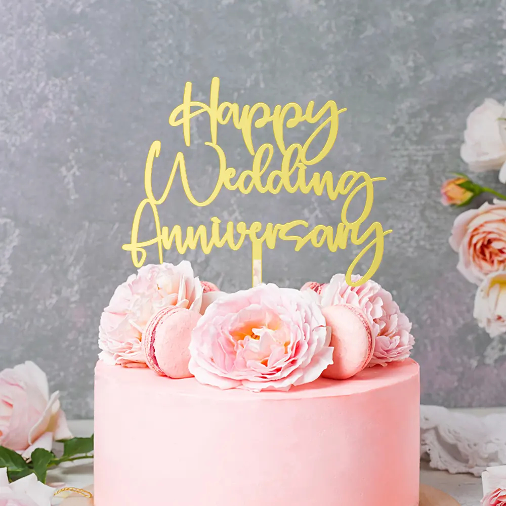Acrylic CAKE TOPPER HAPPY ANNIVERSARY Writing/HAPPY Birthday TOPPER ...