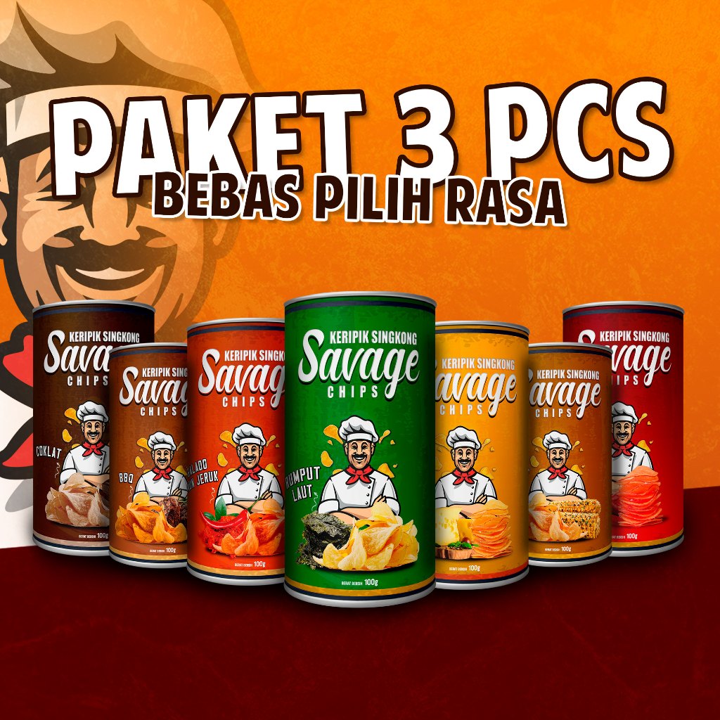 1 Package Contains 3 SAVAGE CHIPS Cassava CHIPS (Free To Choose Flavor ...
