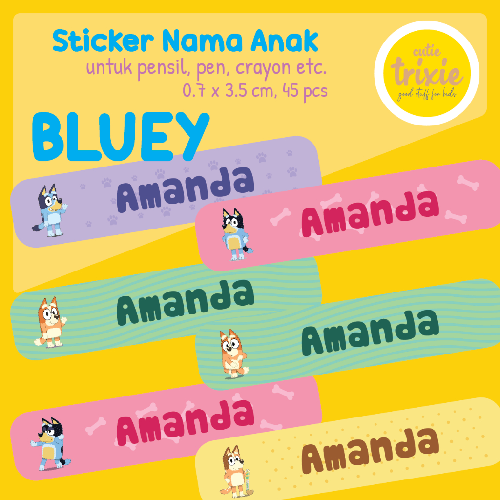 Children's Name label Sticker For crayon Bluey pen Pencil | Shopee Malaysia