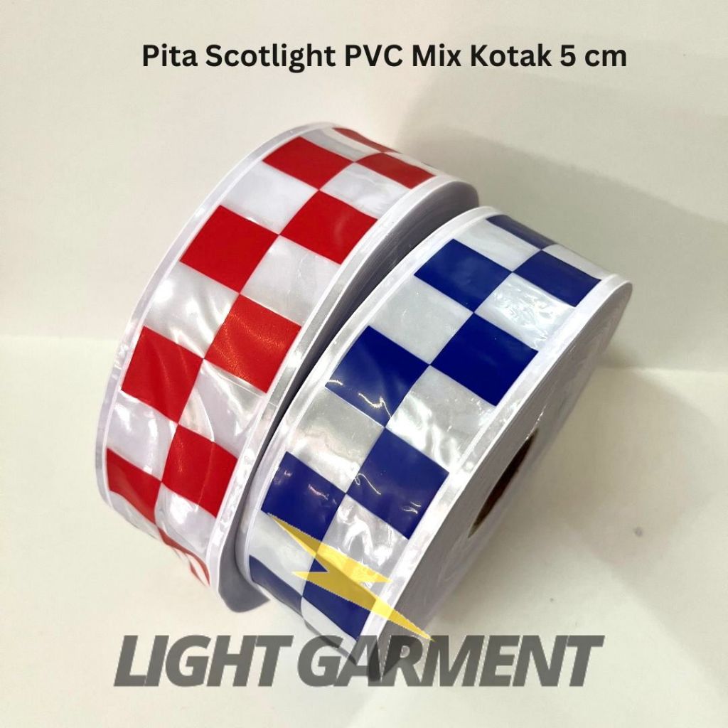 PUTIH MERAH Pvc Reflector Scotchlite Tape 5 cm Blue Red White Square ...
