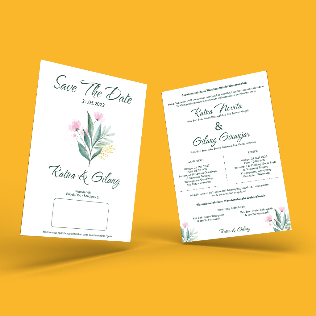 Aesthetic Wedding Invitation 1 Sheet 2 Sides | Unique Wedding ...