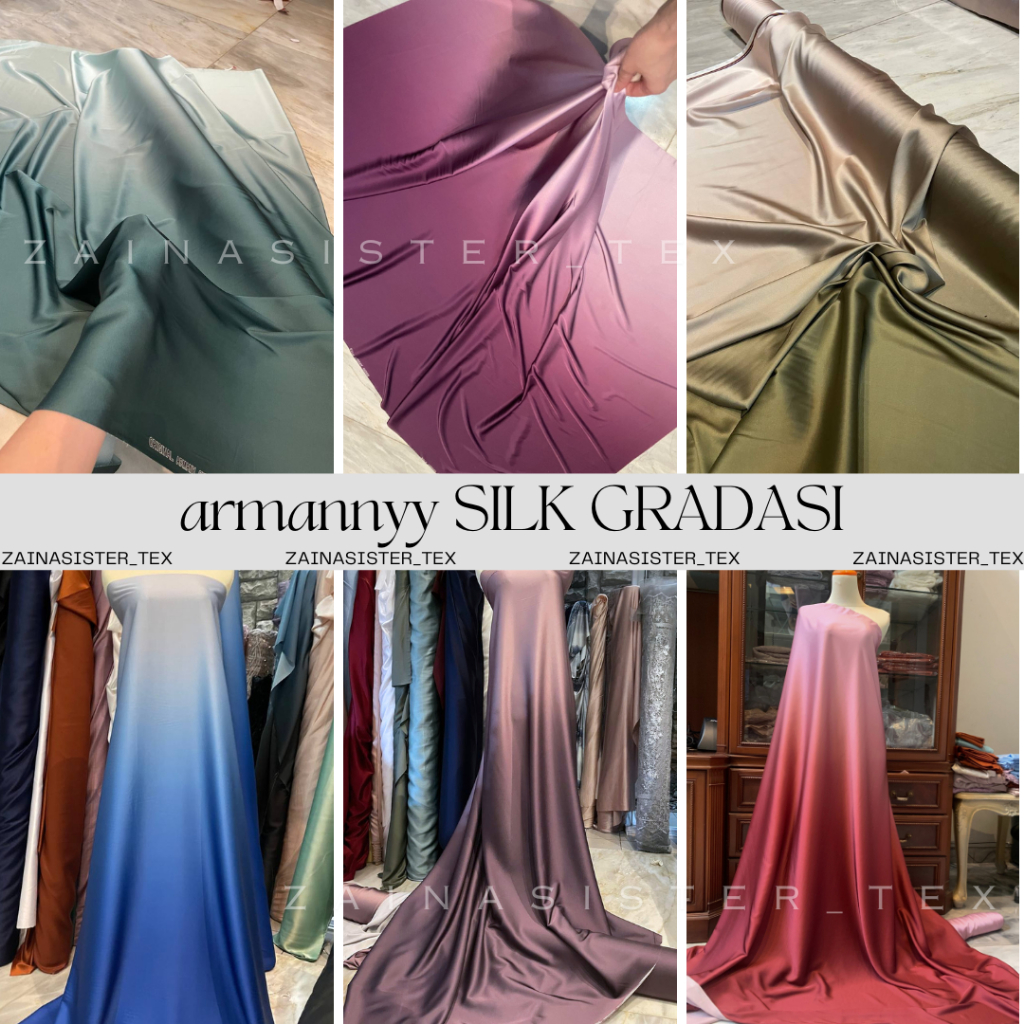 1/2 meter Satin Silk Armany Silk Fabric Gradation Two Tone/Silky ...