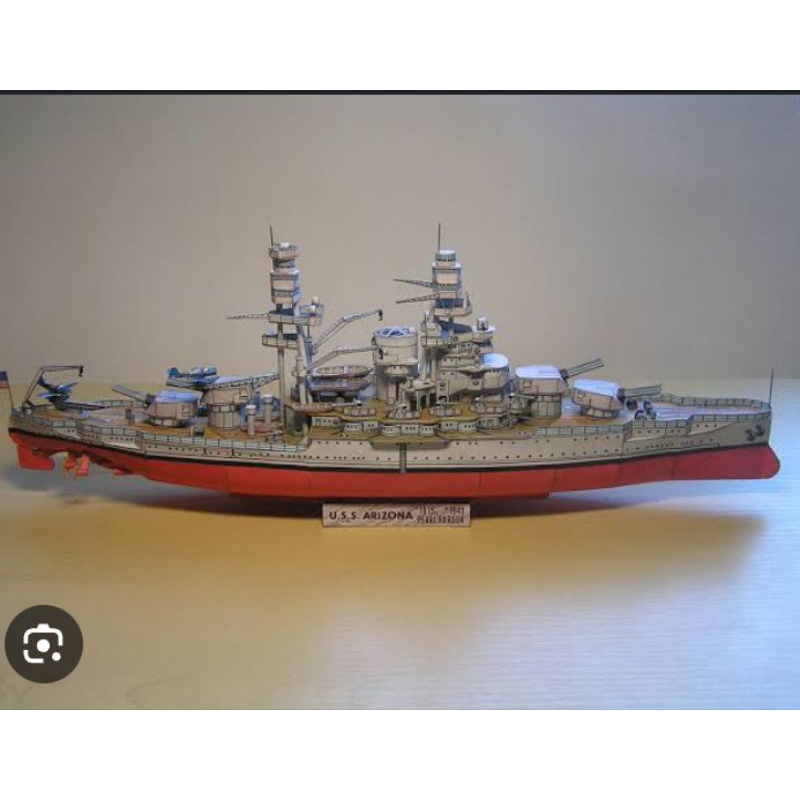 USS Arizona warship papercraft pattern sheet 1:250 scale (SM-A10 ...