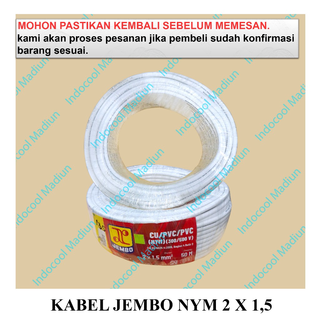 Power Cable/NYM Cable/NYM JEMBO Cable 2x1.5 (Price Is For 1 ROLL =50 ...