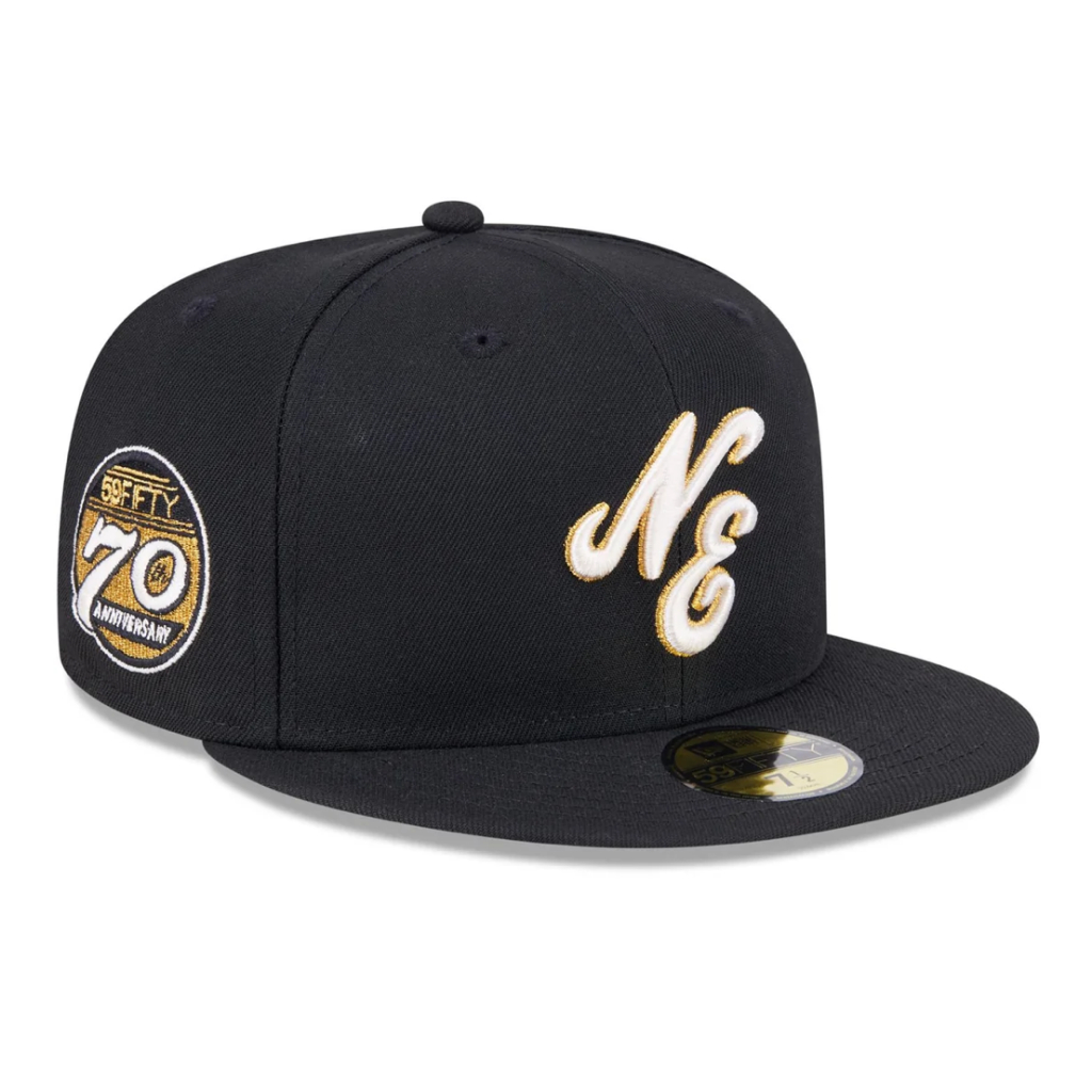 New Era 59Fifty Day 70th Anniversary Black Hat “NE” Script Logo 59Fifty ...