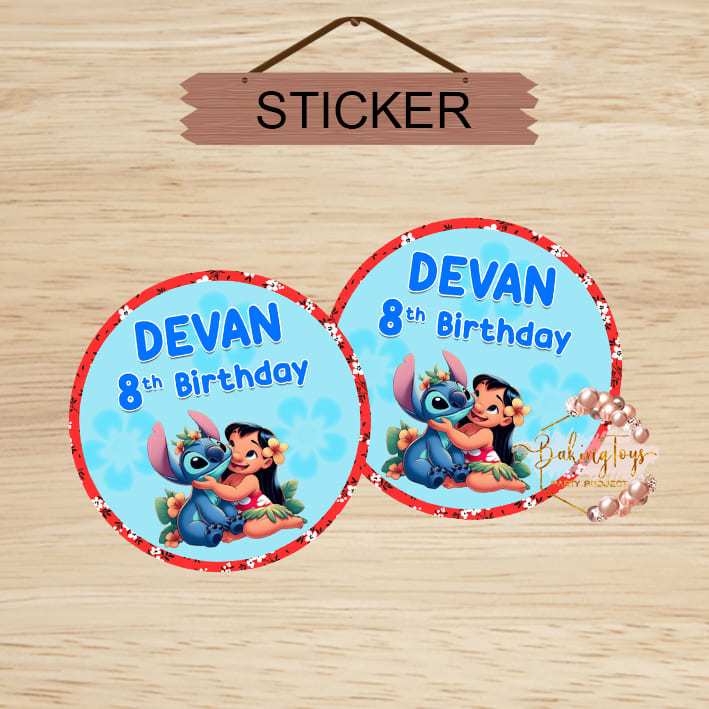 Lilo & Stitch Sticker Birthday/Sticker Pudding/Tumpeng/Hampers/Birthday ...