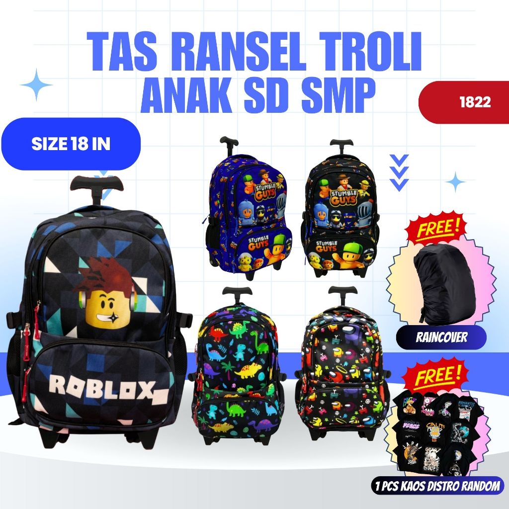 Primary SCHOOL CHILDREN'S SCHOOL TROLLEY BACKPACK WITH ROBLOX DINO ...