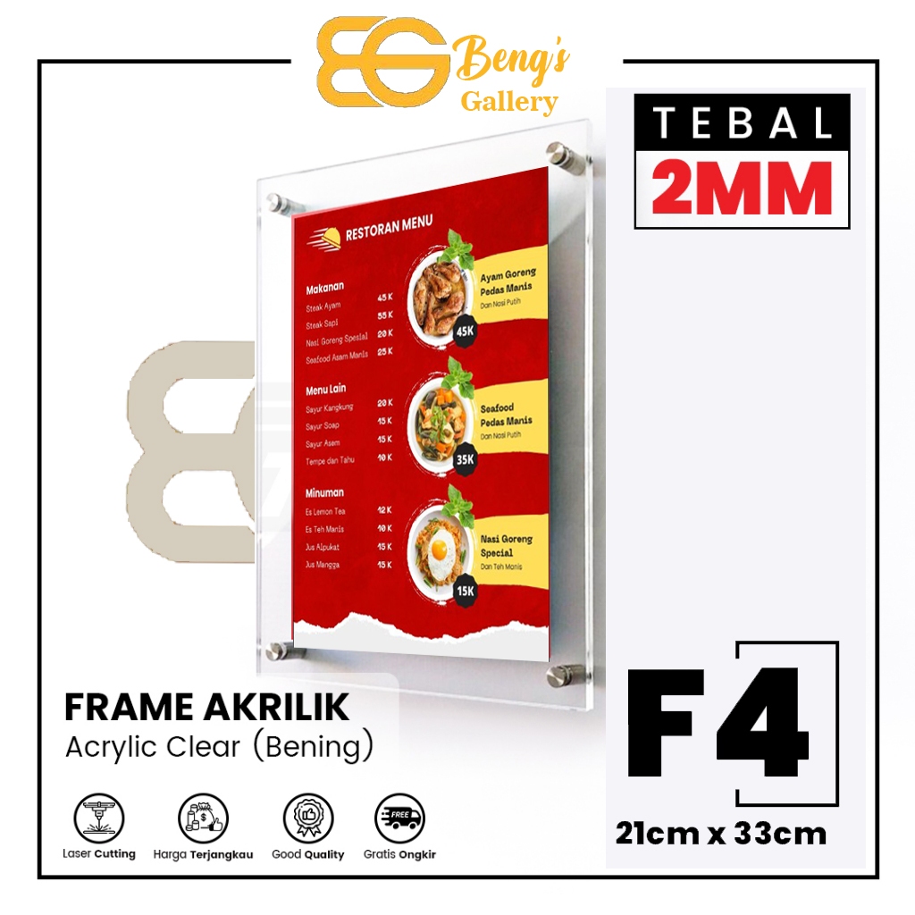 Acrylic Poster Display Frame Wall Menu - Size F4 | Shopee Malaysia