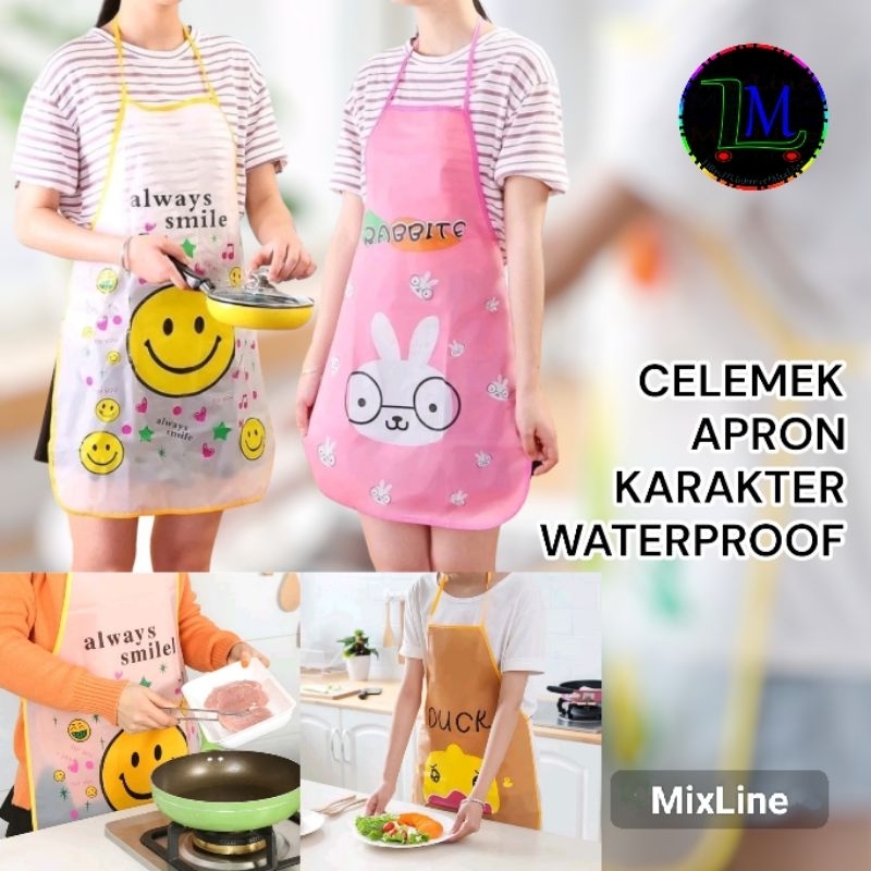 Waterproof Cooking Apron Waterproof Cartoon Character Apron | Shopee ...