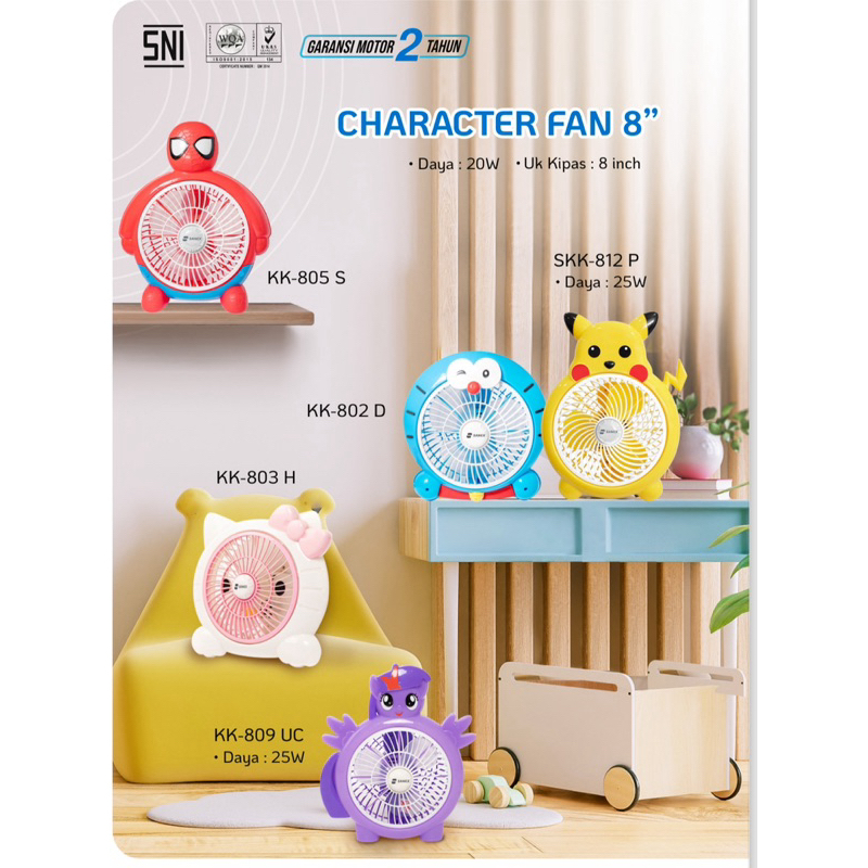 Sanex Character Fan / Doll Fan / Doraemon Hello Kitty Pikachu Bulbasaur ...