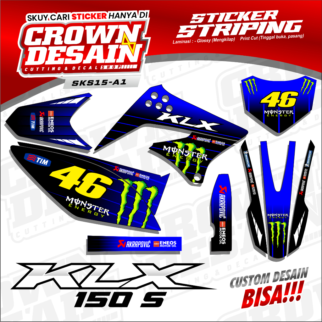 Sticker Striping Kawasaki KLX 150 Old - Decal Striping Vinyl Variation ...