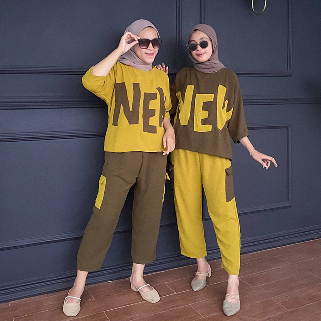 New Baju Suit One Set Cargo Pants Women Contemporary Korean Style Jumbo ...