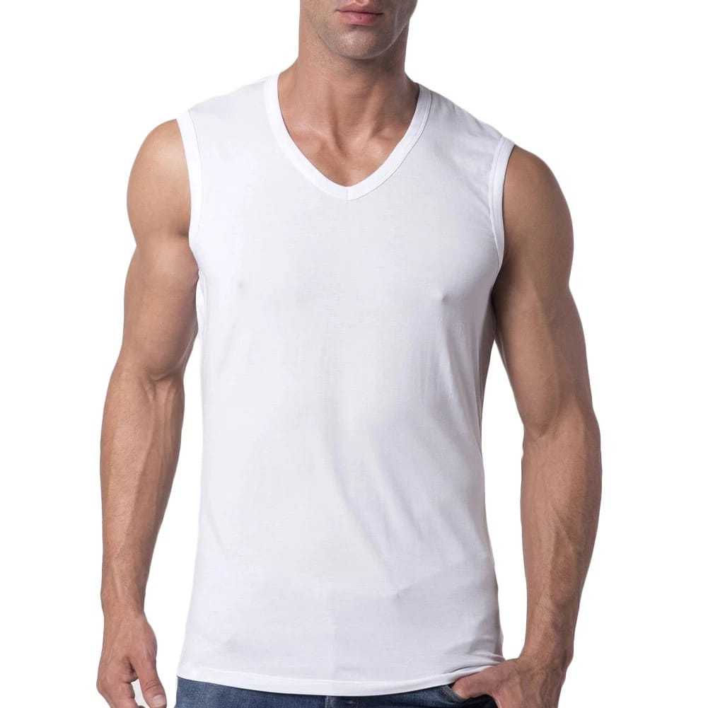 Men's Adult V-Neck Cotton Rib Singlet | Shopee Malaysia