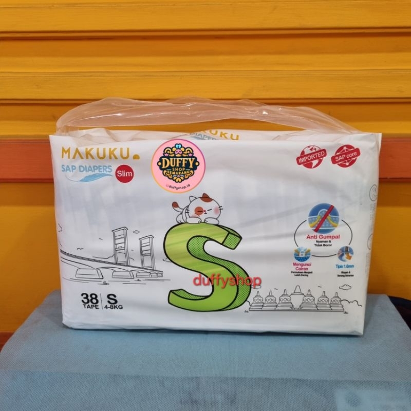 Makuku SLIM S CONTENTS 38 ADHESIVE DIAPERS 4-8KG (1 PACK) | Shopee Malaysia