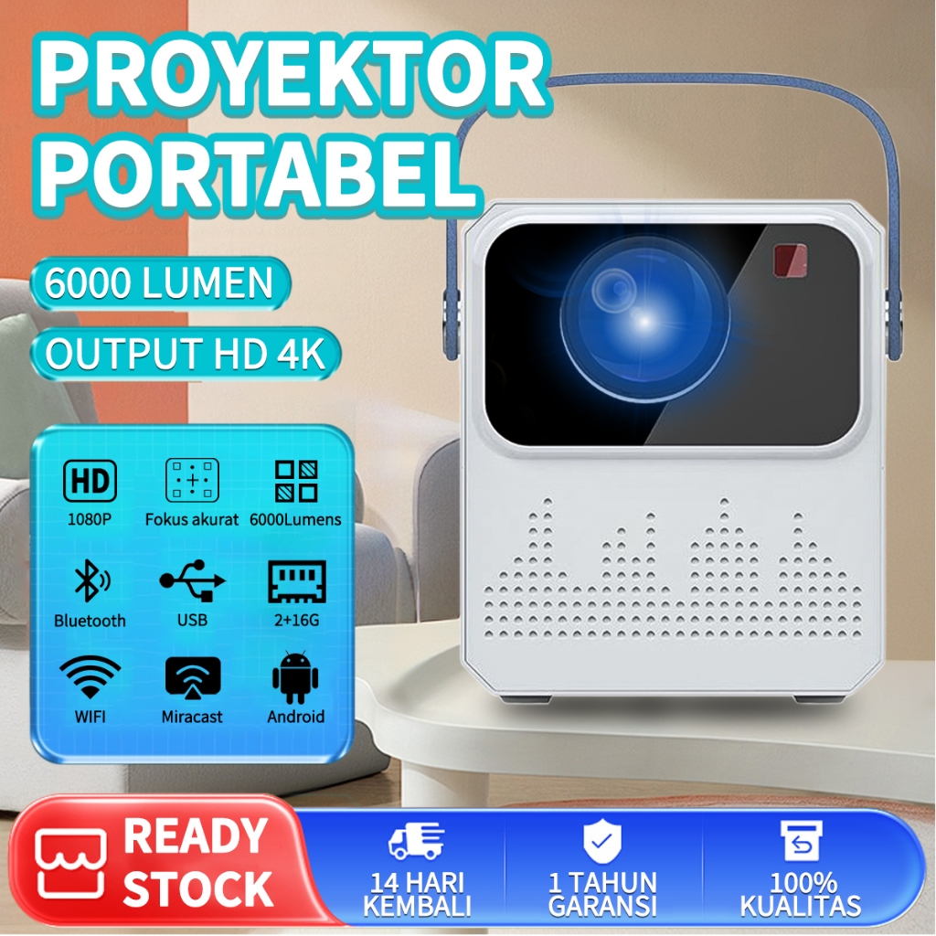 Android Projector Package hub hp 6000 lumens 1080P FHD portable ...