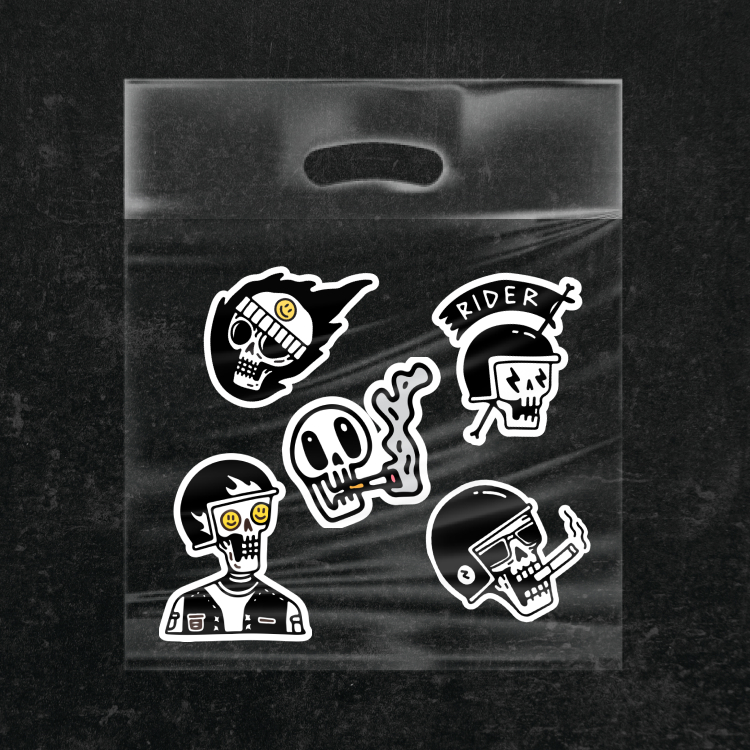 Sticker Smoker Skull Rider Aesthetic Vinyl Waterproof Waterproof ...