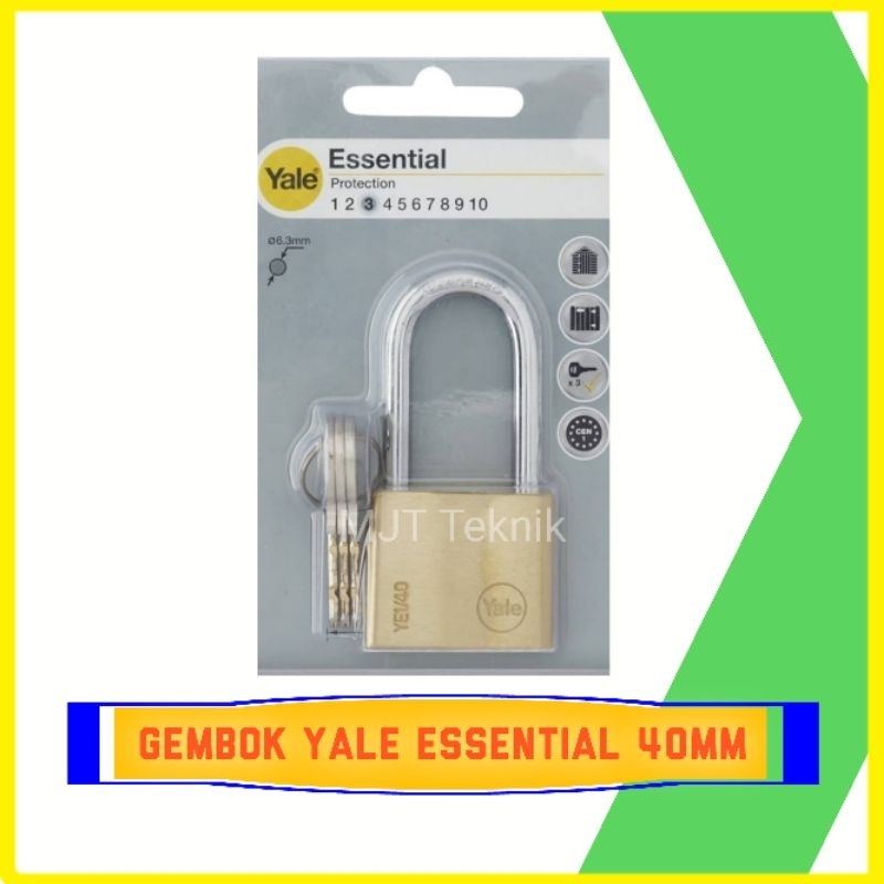 Yale Essential Padlock Size 40mm Long Neck Original Original | Shopee ...