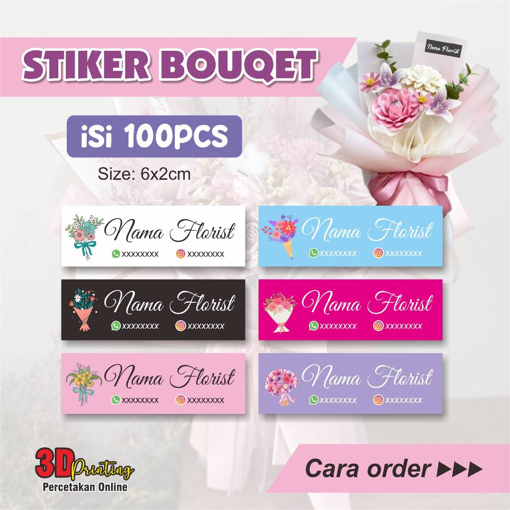 (100 Pcs) Custom Bouquet Stickers, Bouquet label Stickers, Bouquet ...