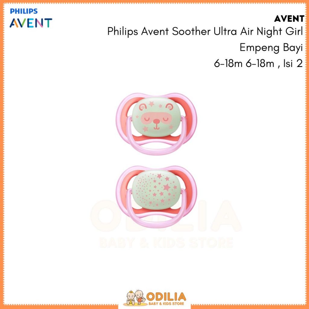 Philips Avent Soother Ultra Air Night Girl 6-18m SCF376/22 Baby Mask ...