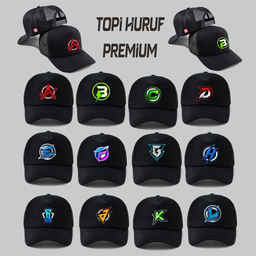 COOL BLACK HAT INITIAL NAME LOGO | MEN'S WOMEN'S TRUCKER HAT | ALPHABET ...