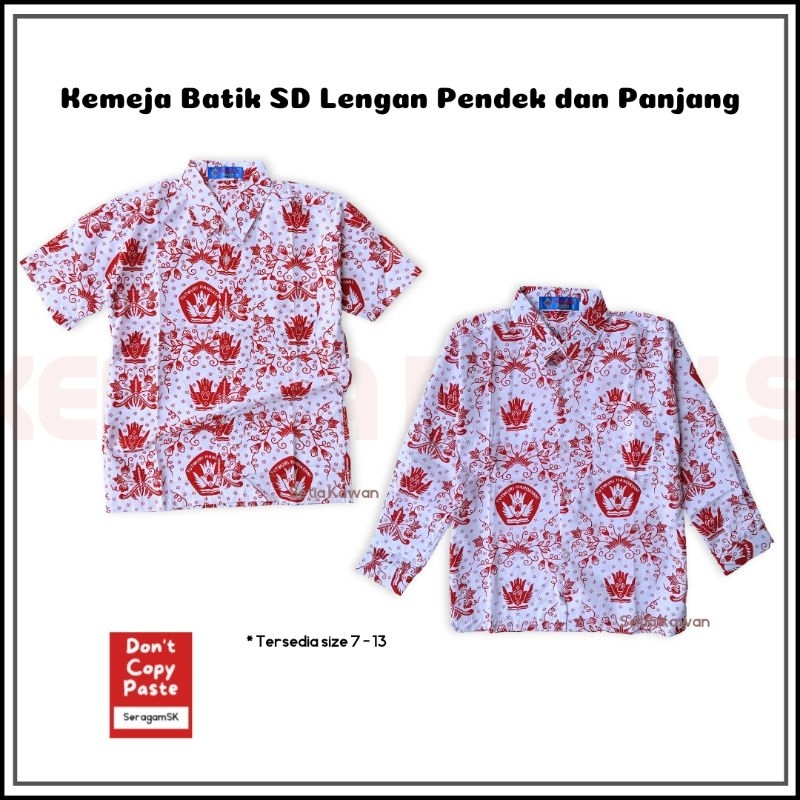 MERAH KEMEJA National Batik School Shirt/National Red Batik School ...