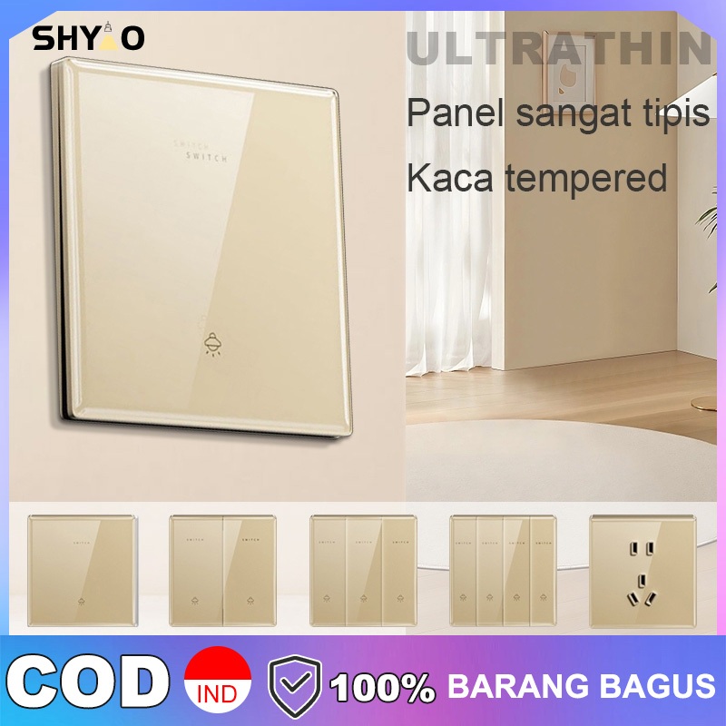 Shiny gold PREMIUM gold wall switch socket 1/2/3/4 Gang 1 Way Smooth ...