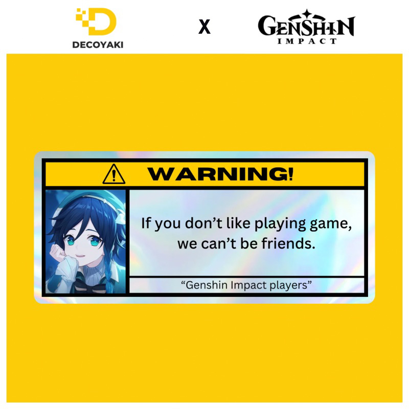 Genshin Impact Hologram Warning Sticker, Genshin Impact Warning Sticker ...
