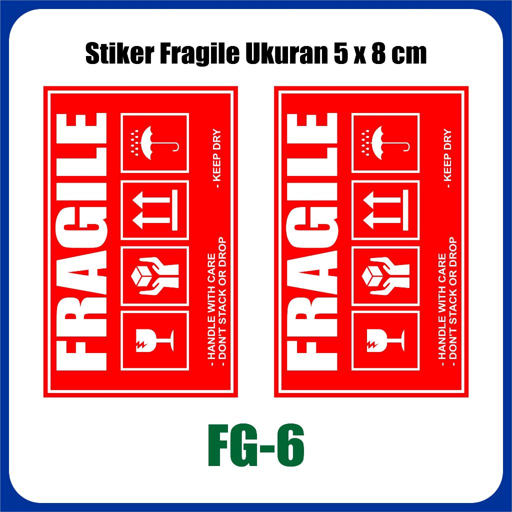 MERAH Fragile FG 6 Sticker | Size 5 x 8 cm | Shipping Label sticker ...